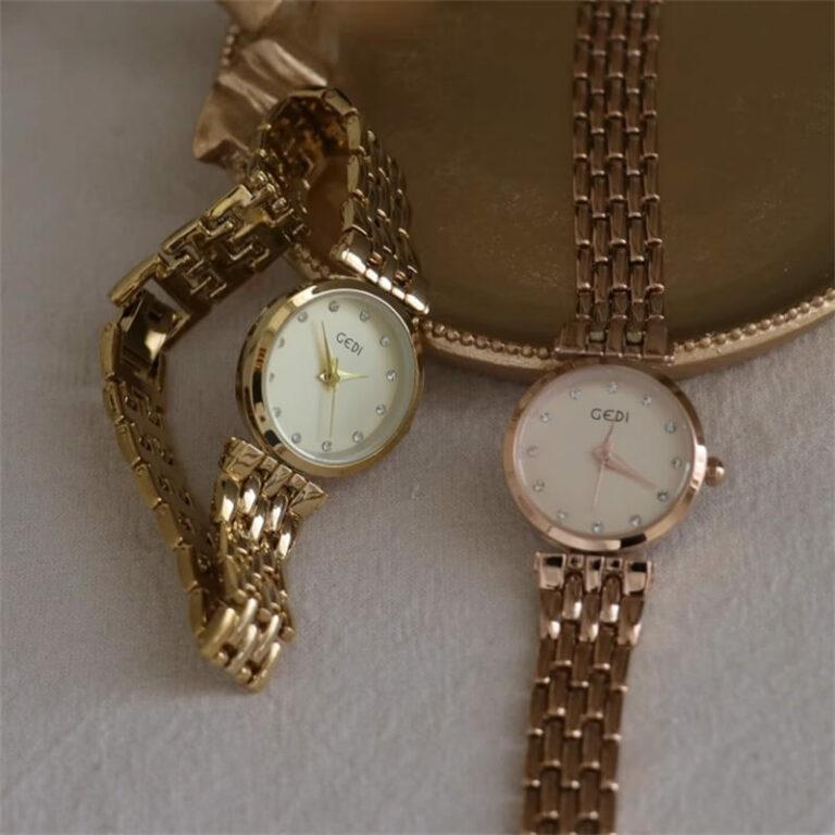 Chic Style Gold/Silver Round Bracelet Ladies Watch - WatchwithSun ...