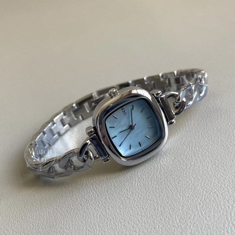 Chic Style Silver Square Mother of Pearl Bracelet Watch - WatchwithSun ...