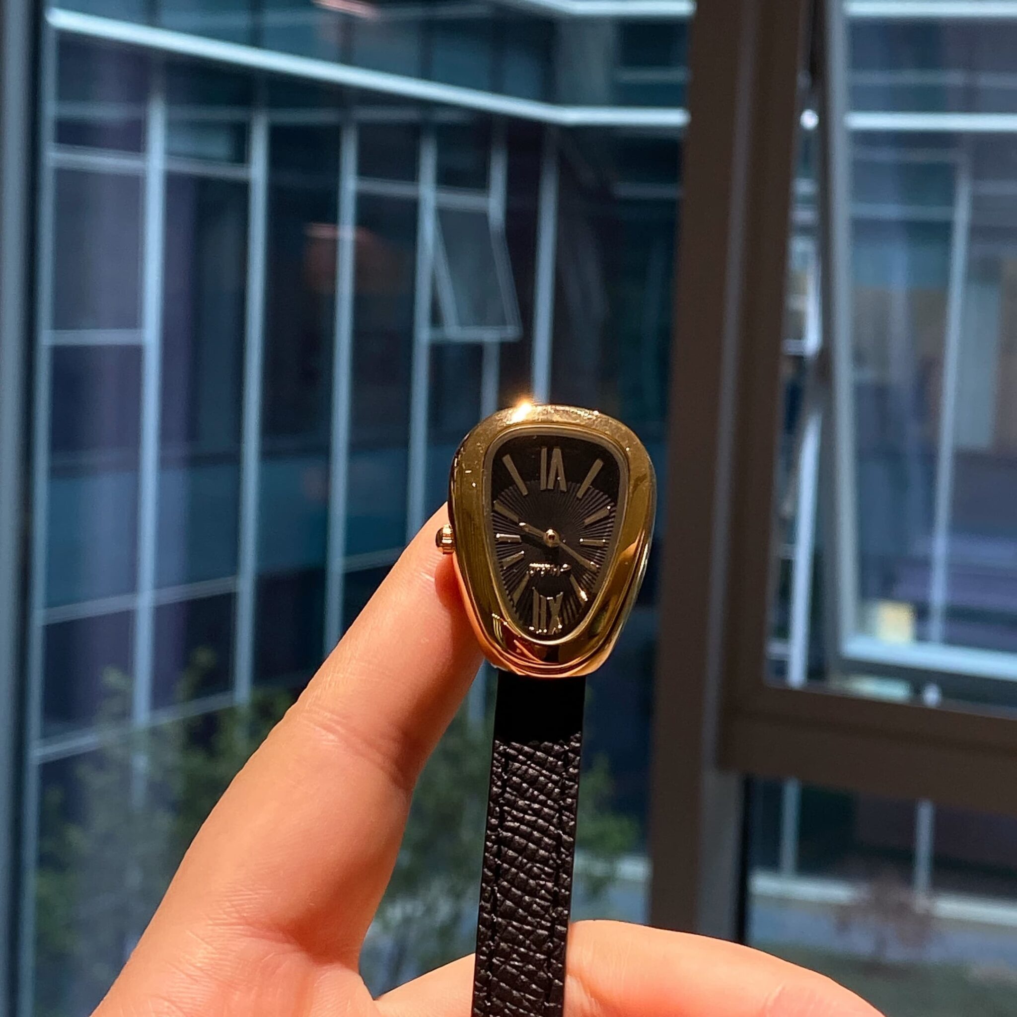 Vintage Style Grey/Black Snake Head Shape Leather Watch - WatchwithSun ...