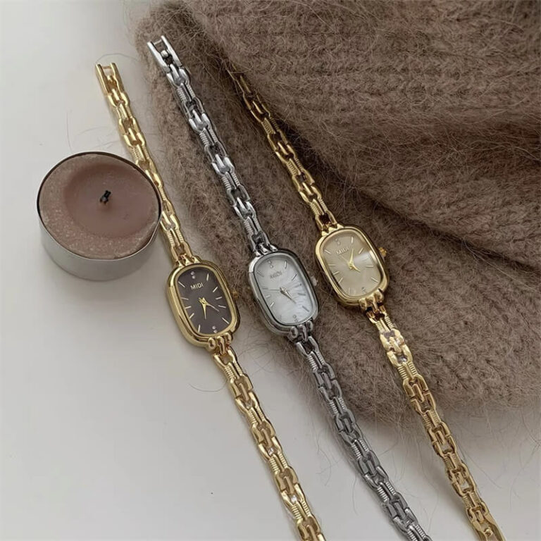 Dainty Gold/Silver Oval Mother of Pearl Bracelet Watch - WatchwithSun ...