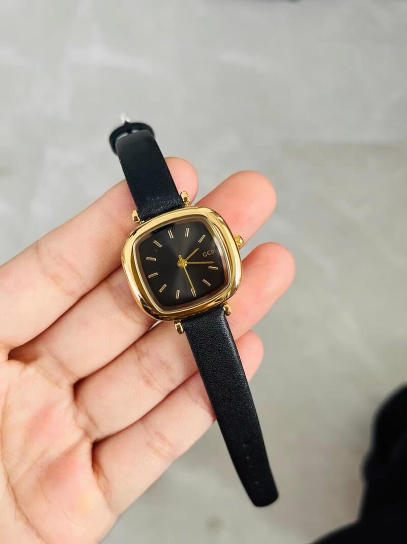 Black Leather Square Face Watch - Chic Watches with Affordable Price