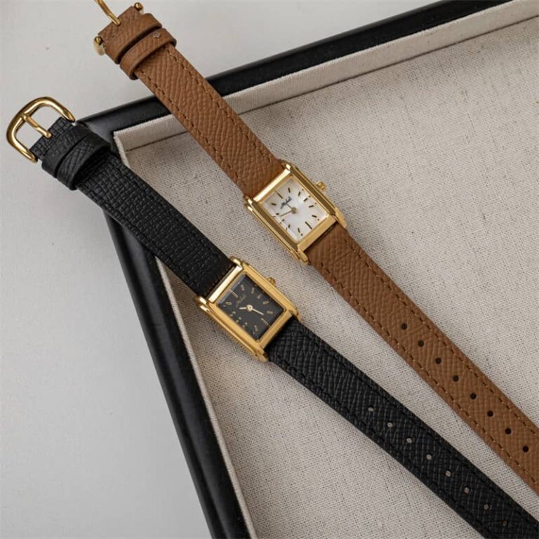 Minimalist Style Brown/Black Square Leather Wristwatch - WatchwithSun ...
