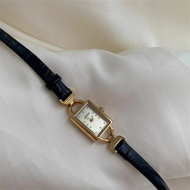 Chic Style Black Rectangle Leather Watch for Women - WatchwithSun ...