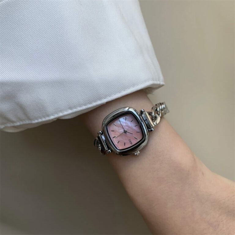 Chic Style Silver Square Mother of Pearl Bracelet Watch - WatchwithSun ...