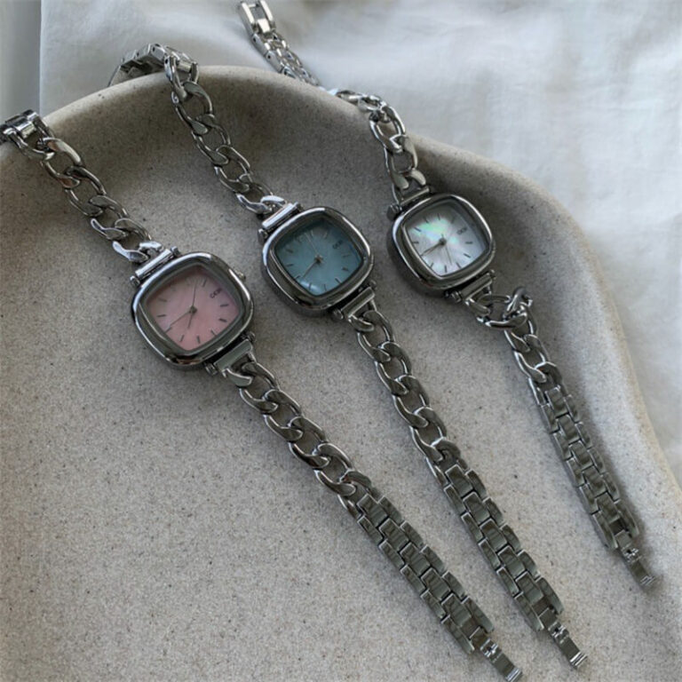 Chic Style Silver Square Mother of Pearl Bracelet Watch - WatchwithSun ...