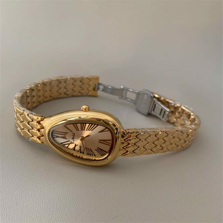 Classic Gold/Silver Snake Head Shape Bracelet Watch - WatchwithSun ...
