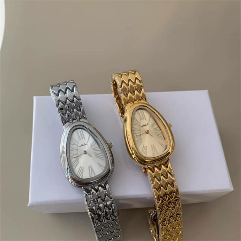 Classic Gold/Silver Snake Head Shape Bracelet Watch - WatchwithSun ...
