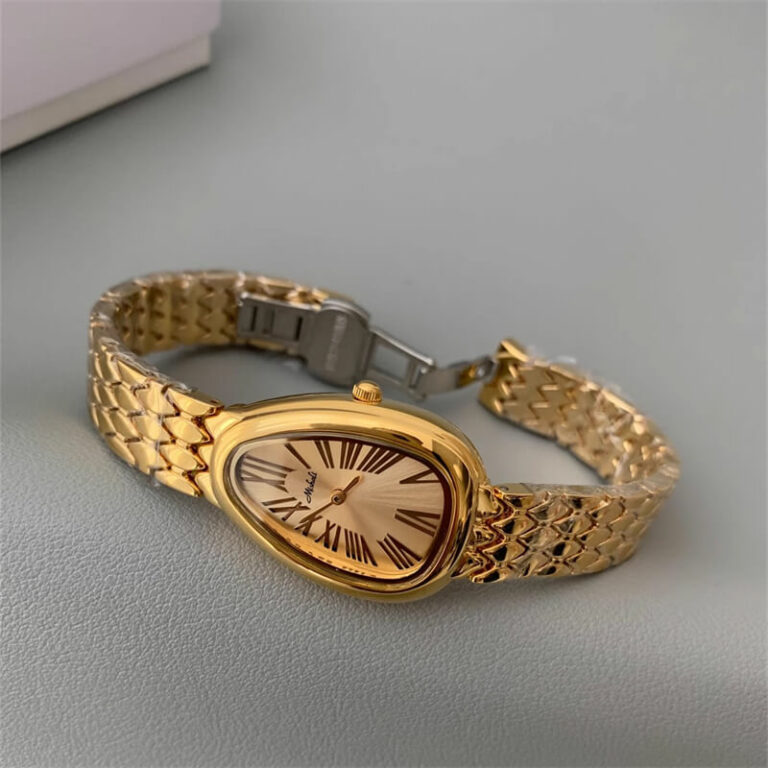 Classic Gold/Silver Snake Head Shape Bracelet Watch - WatchwithSun ...