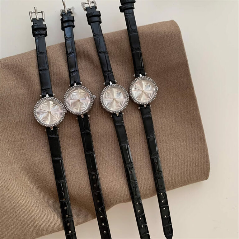 Chic Style Black/Red Round Genuine Leather Watch - WatchwithSun-Dainty ...