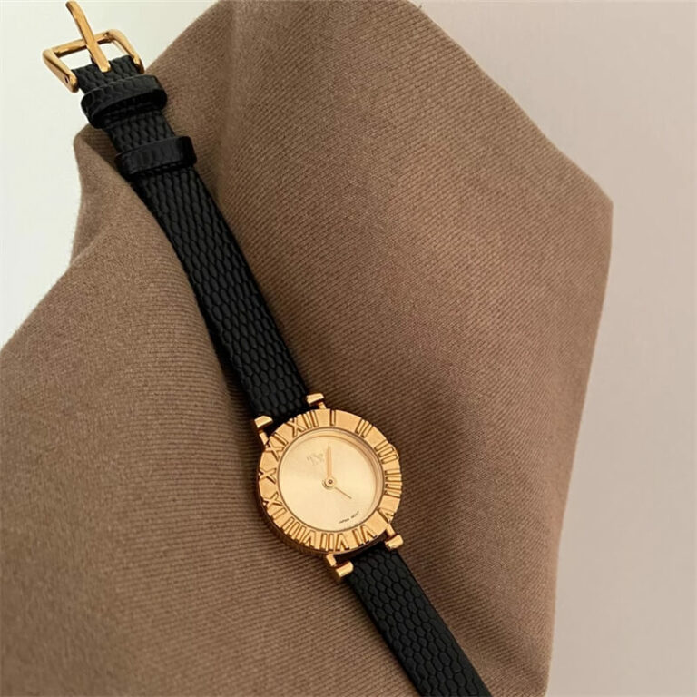Minimalist Style Black-Gold/Silver Round Leather Watch for Women ...