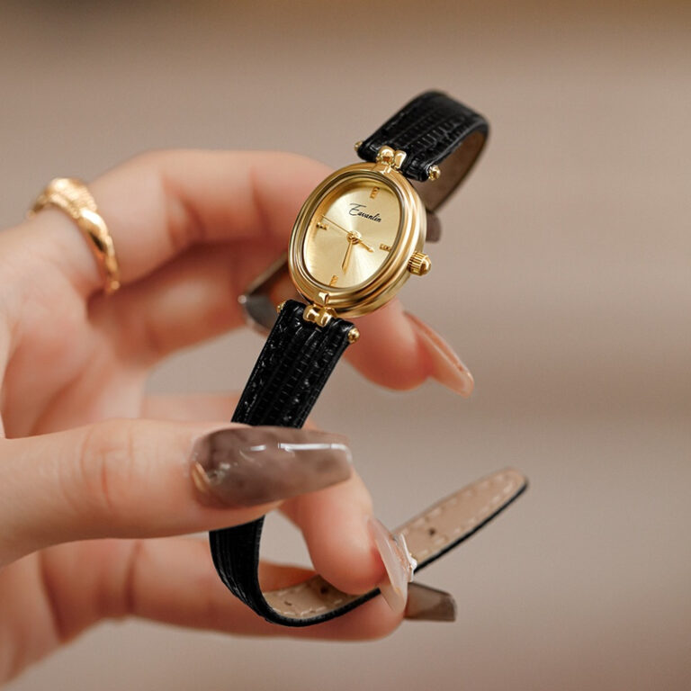 Vintage Style Brown/Black Oval Leather Watch for Women - WatchwithSun ...