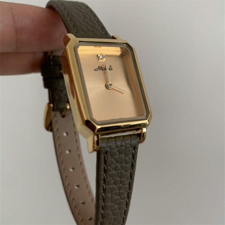 Minimalist Style Black Rectangle Genuine Leather Women's Watch ...
