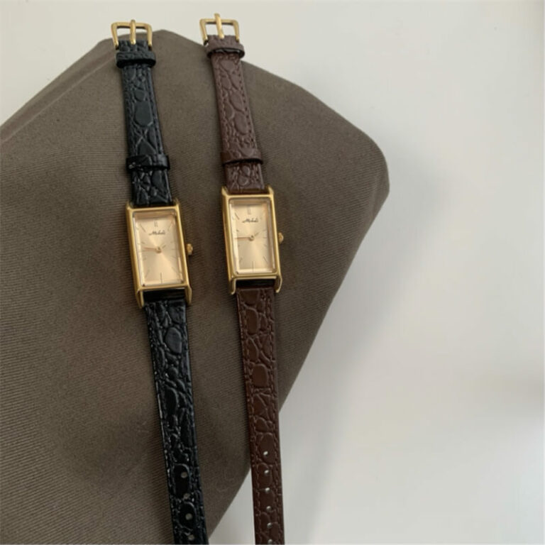Minimalist Style Black Rectangle Leather Watch for Women - WatchwithSun ...