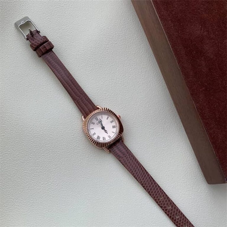 Vintage Style Brown/Black Leather Watch for Women - WatchwithSun-Dainty ...
