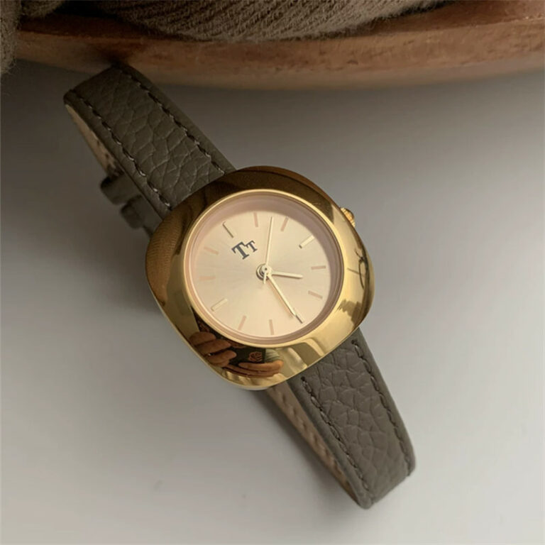 Vintage Style Brown/Black/Grey Round Leather Watch - WatchwithSun ...