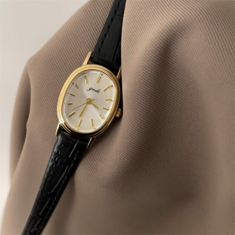 Chic Style Brown/Black Oval Leather Watch for Women - WatchwithSun ...