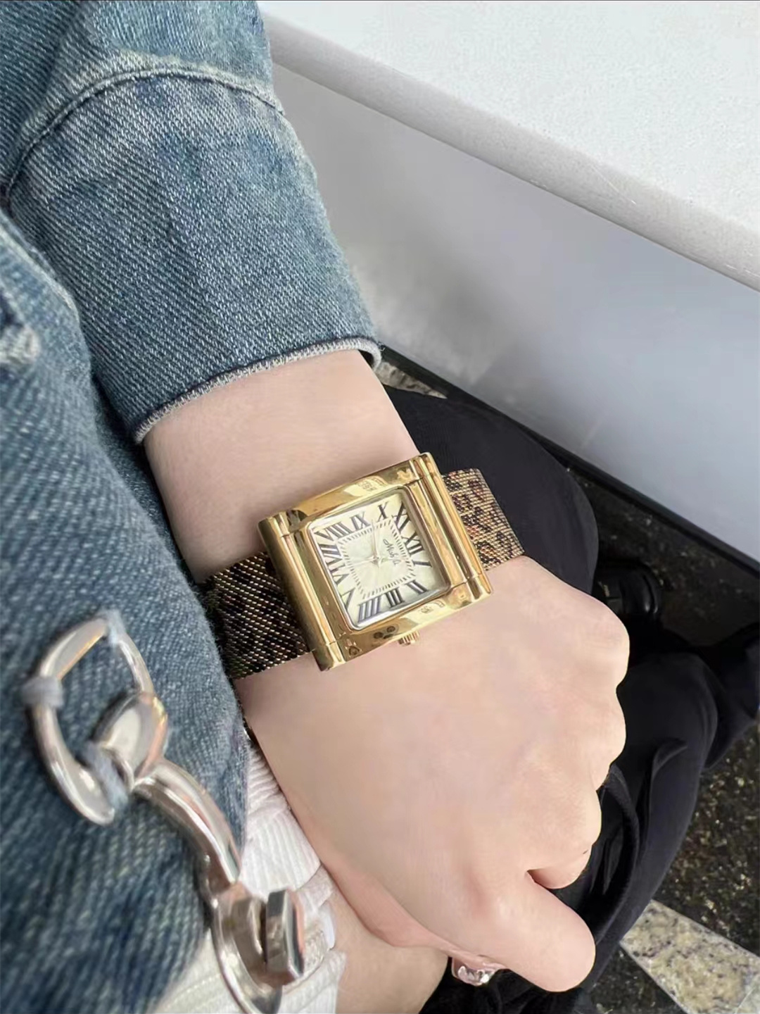 Dainty Gold Wild Leopard Print Square Women's Watch - WatchwithSun ...