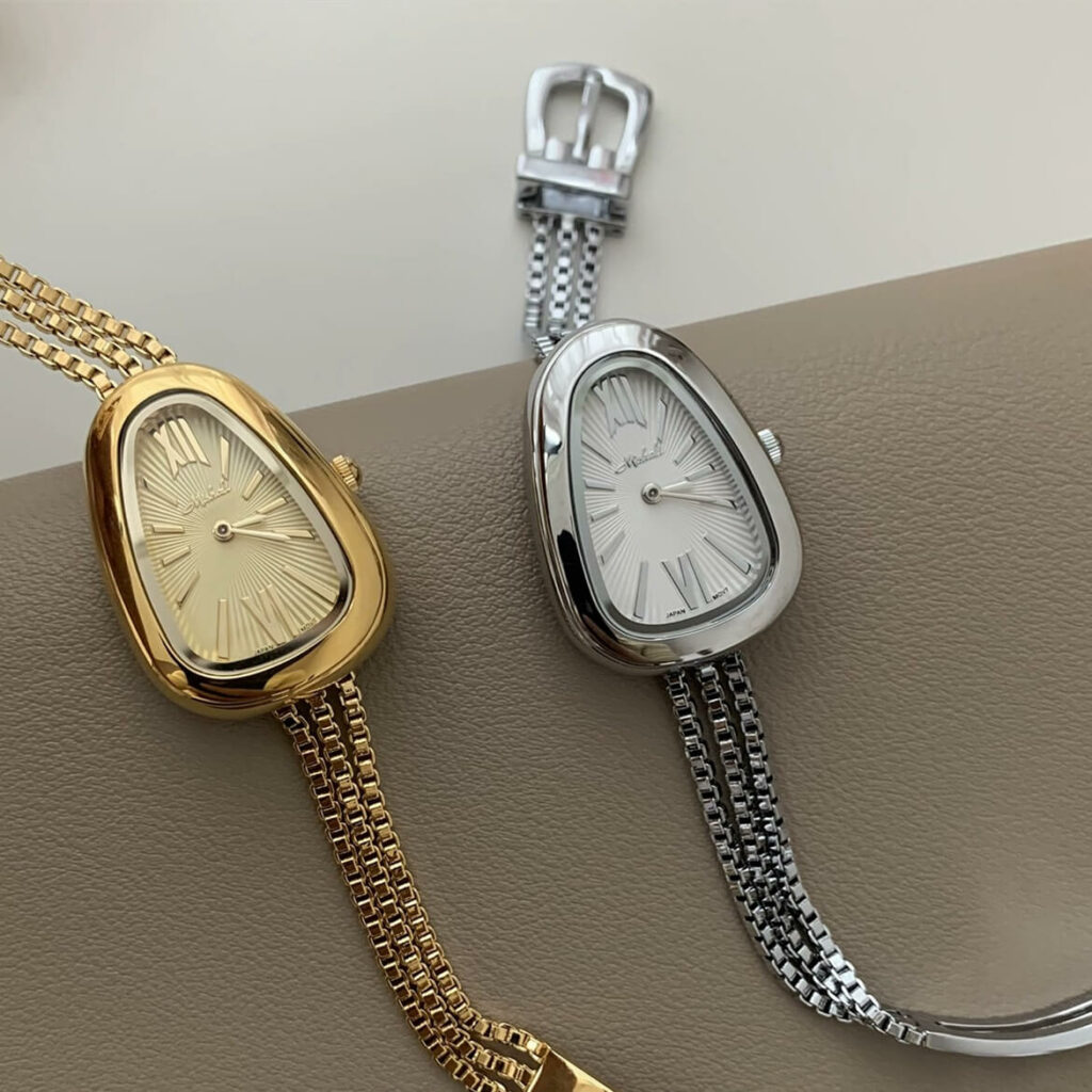 Classic Gold/Silver Snake Head Chain Watch for Women - WatchwithSun ...