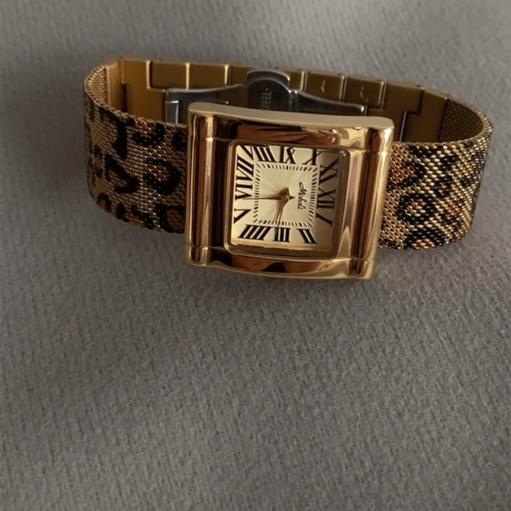 Dainty Gold Wild Leopard Print Square Women's Watch - WatchwithSun ...