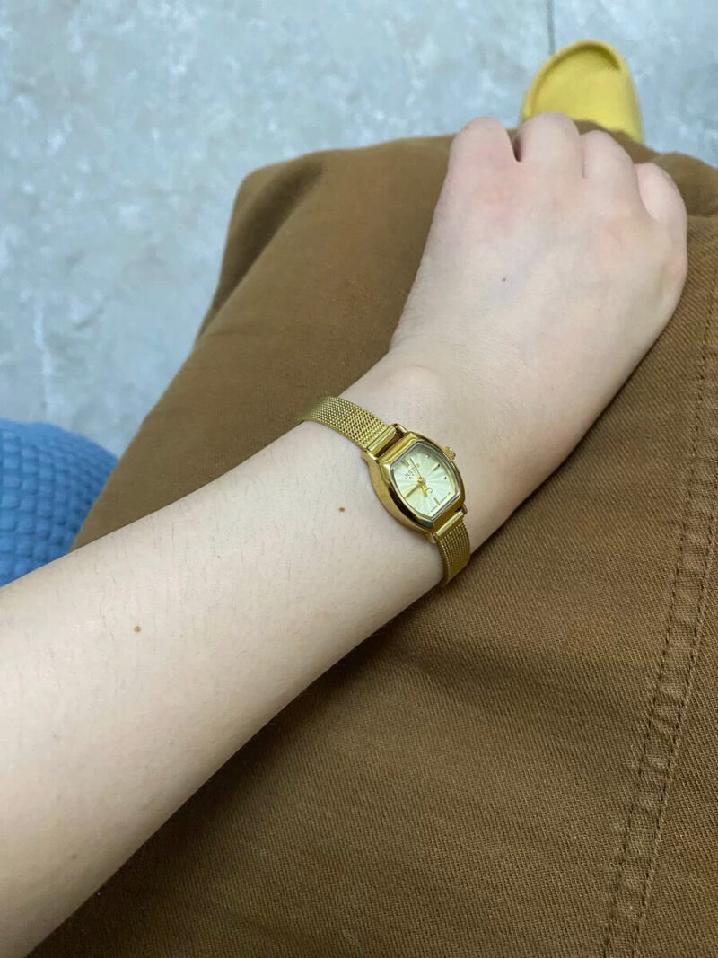 Womens Vintage Gold/Silver Small Face Mesh Watch - WatchwithSun-Dainty & Chic Watches for Women