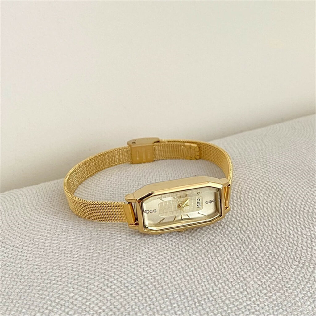 Vintage Style Rectangle Gold Ladies Watch - WatchwithSun-Dainty & Chic ...