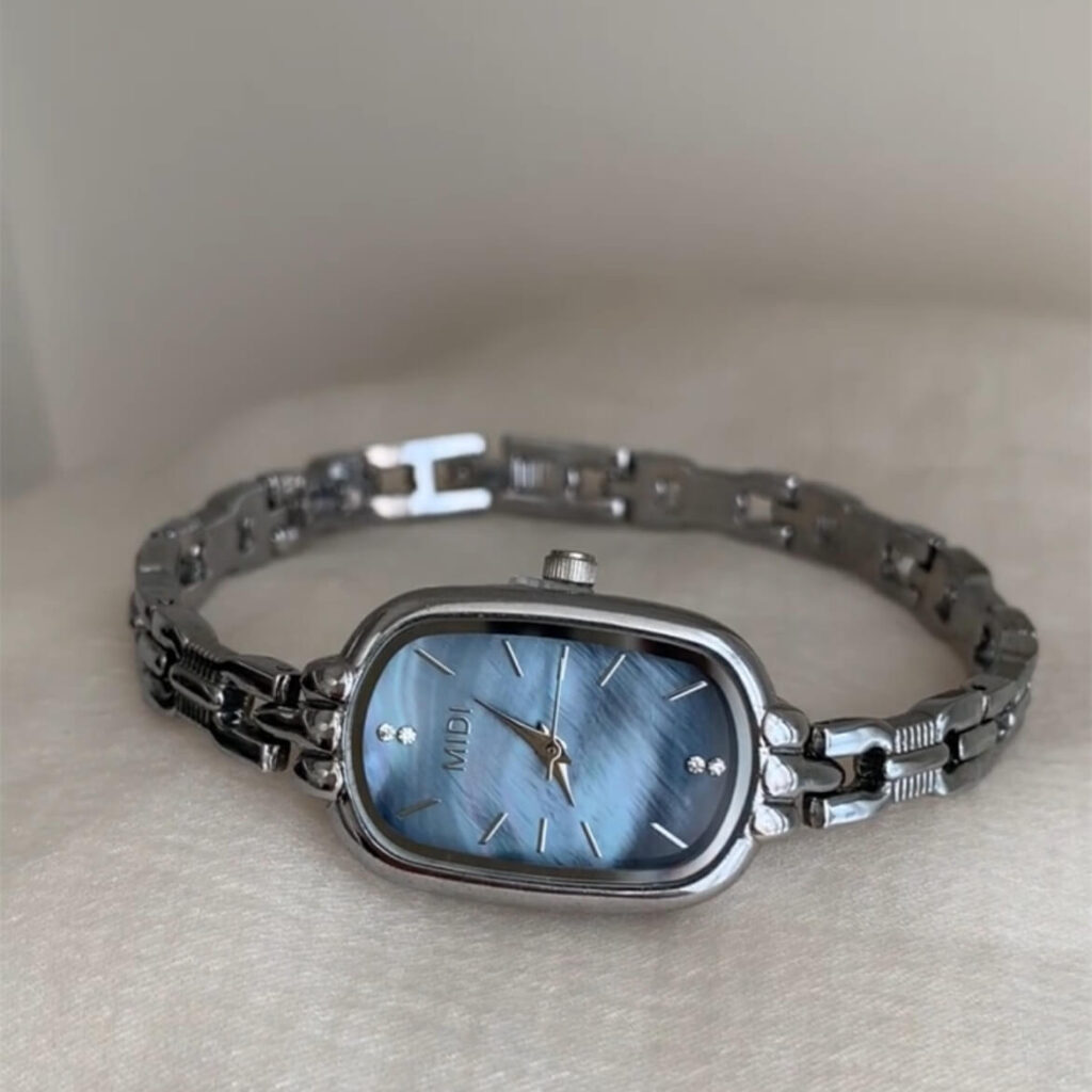 Dainty Silver-Blue Mother of Pearl Bracelet Ladies Watch - WatchwithSun ...