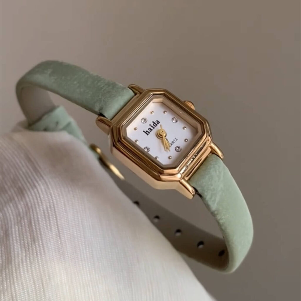 Sage Green Small Face Leather Watch - WatchwithSun-Dainty & Chic ...