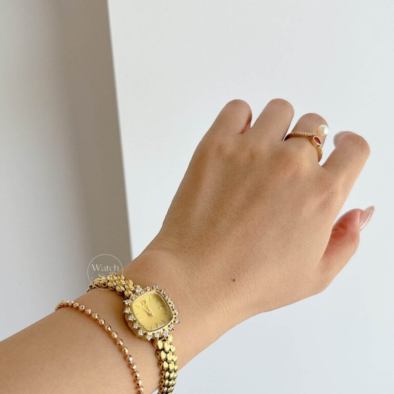 Square Face Gold Bracelet Zirconia Watch - WatchwithSun-Dainty & Chic ...