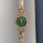 Vintage Style Emerald Green Dial Gold Bracelet Watch - Chic Watches ...