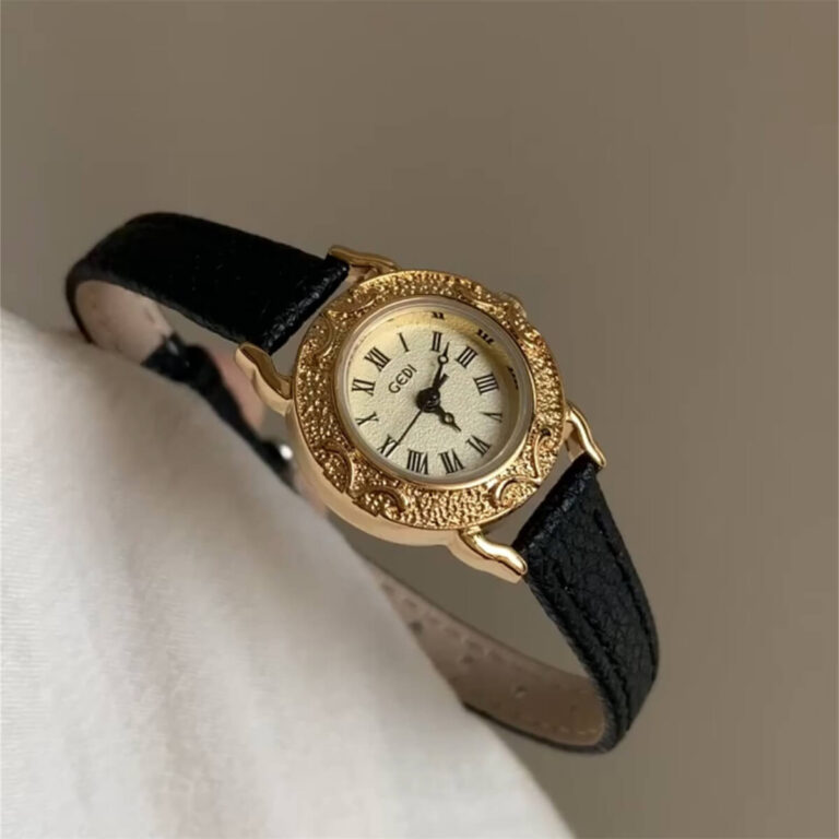 Vintage Style Black Leather Band Watch - WatchwithSun-Dainty & Chic ...