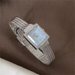 Vintage Style Silver-Blue Square Stainless Steel Watch - WatchwithSun ...