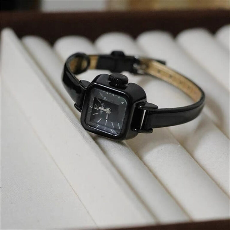 Classic Square Face Black Leather Watch - WatchwithSun-Dainty & Chic ...