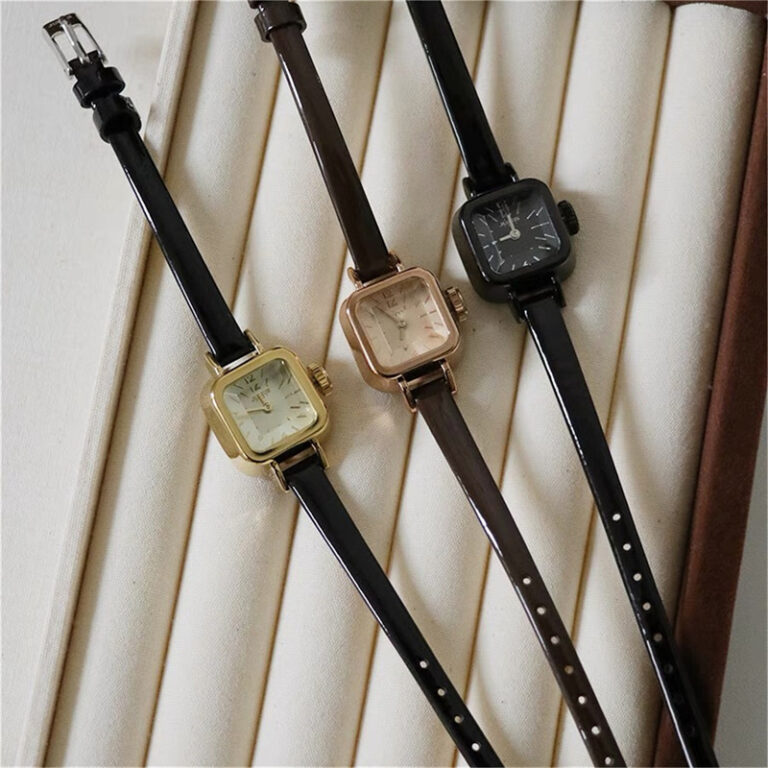 Classic Square Face Black Leather Watch - WatchwithSun-Dainty & Chic ...