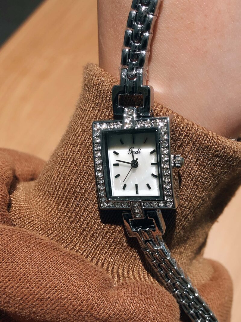 Dainty Silver Rectangle Face Stainless Steel Bracelet Watch ...