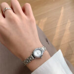 Small Round Face Silver Stainless Steel Watch - WatchwithSun-Dainty ...
