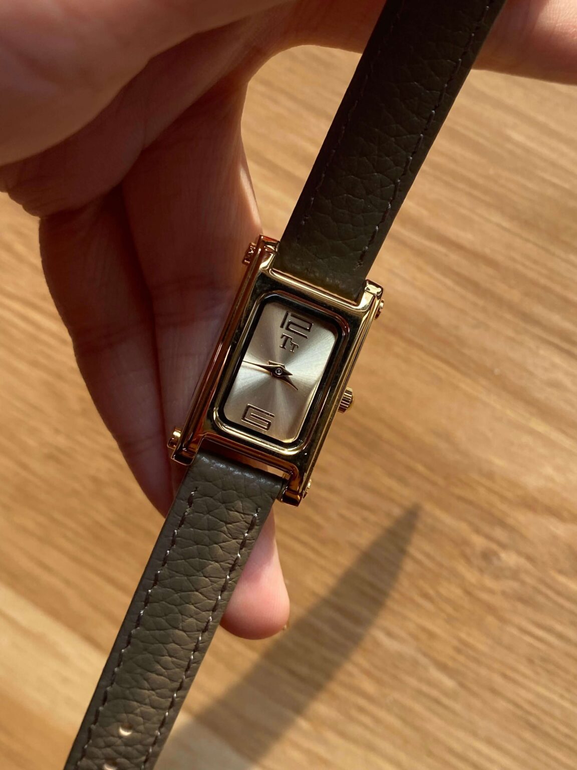 Square Face Black/Grey Leather Gold Watch - WatchwithSun-Dainty & Chic ...