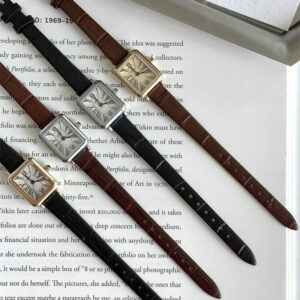 Classic Square Face Brown/Black Leather Watch - WatchwithSun-Dainty ...