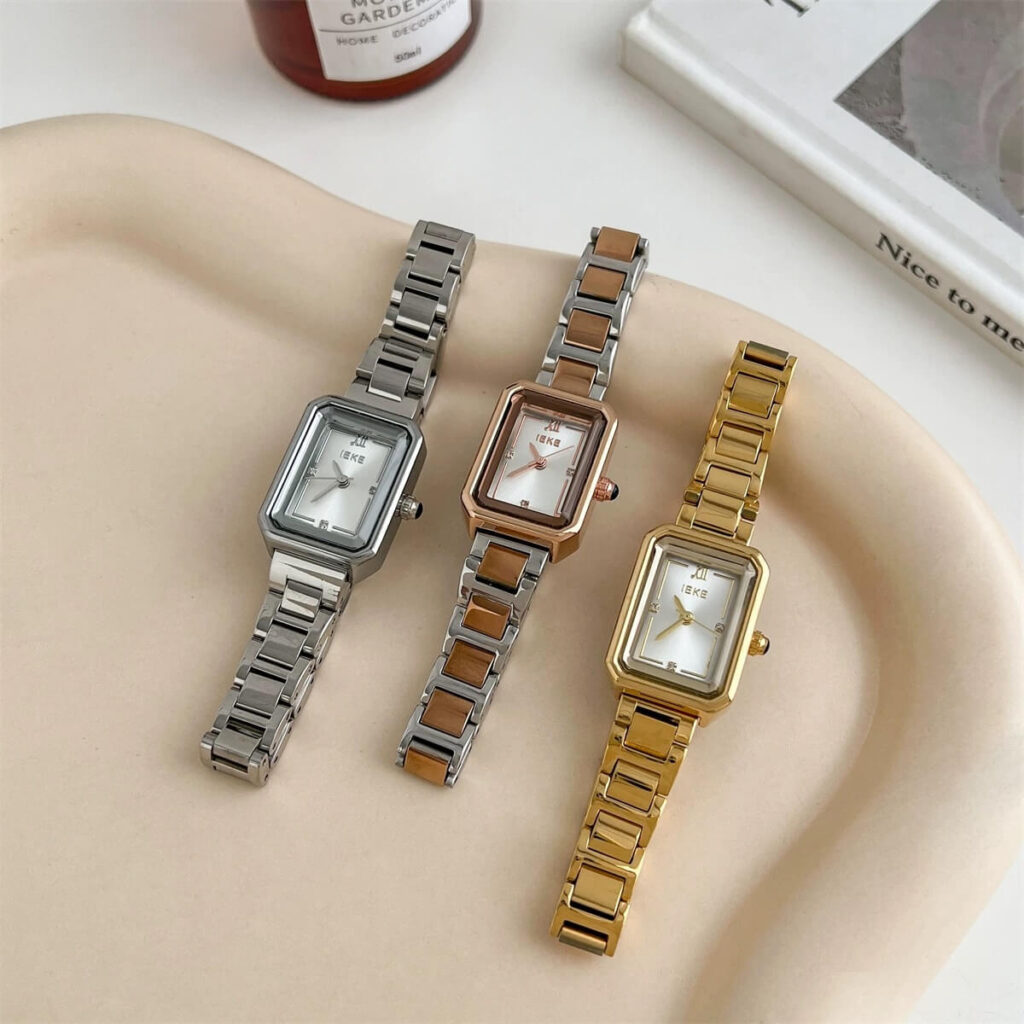 Minimalist Style Square Face Golden Bracelet Watch - Chic Watches with ...