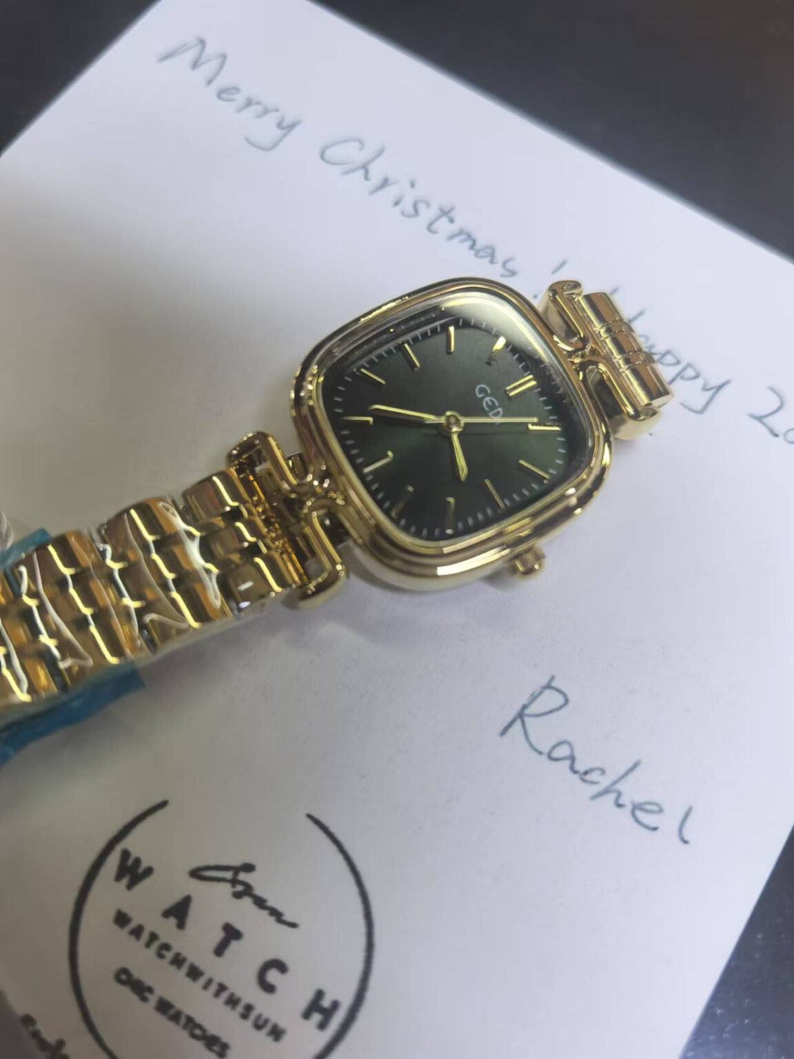 Chic Square Emerald Green Dial Bracelet Watch - WatchwithSun-Dainty ...