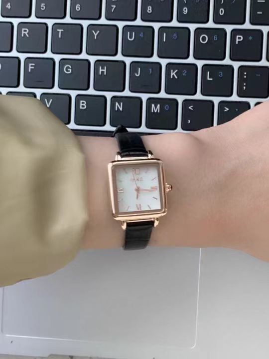 Chic Style Square Face Brown Leather Watch - WatchwithSun-Dainty & Chic ...