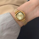 Square Golden Face Stainless Steel Watch - WatchwithSun-Dainty & Chic ...