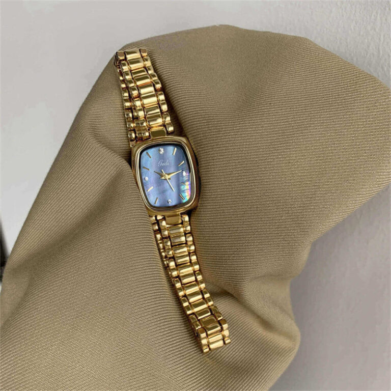Classic Gold Mother of Pearl Square Watch - WatchwithSun-Dainty & Chic ...
