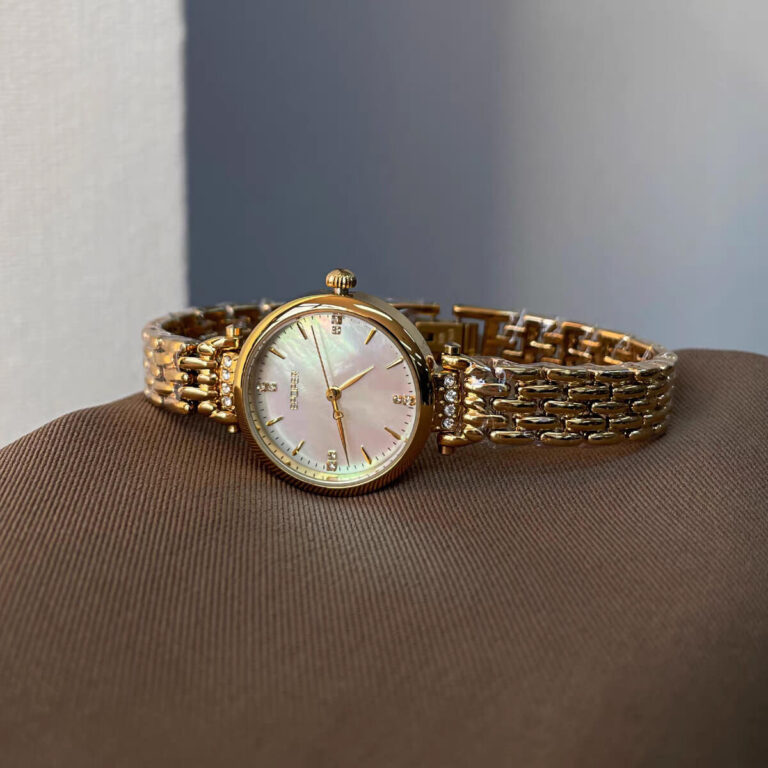 Vintage Gold/Silver Round Face Mother of Pearl Watch - WatchwithSun ...