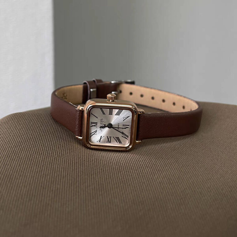 Dainty Brown Small Square Genuine Leather Watch - WatchwithSun-Dainty ...