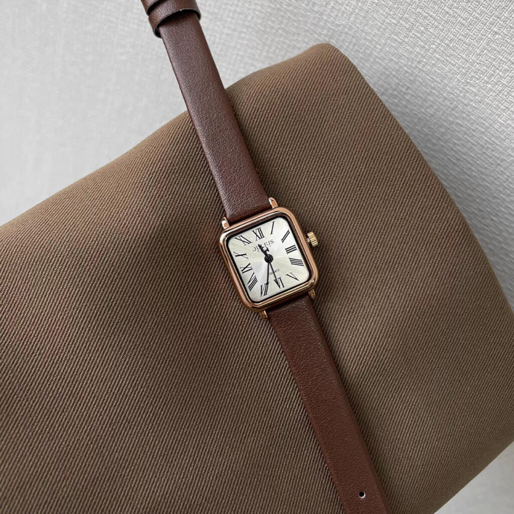 Dainty Brown Small Square Genuine Leather Watch - WatchwithSun-Dainty ...