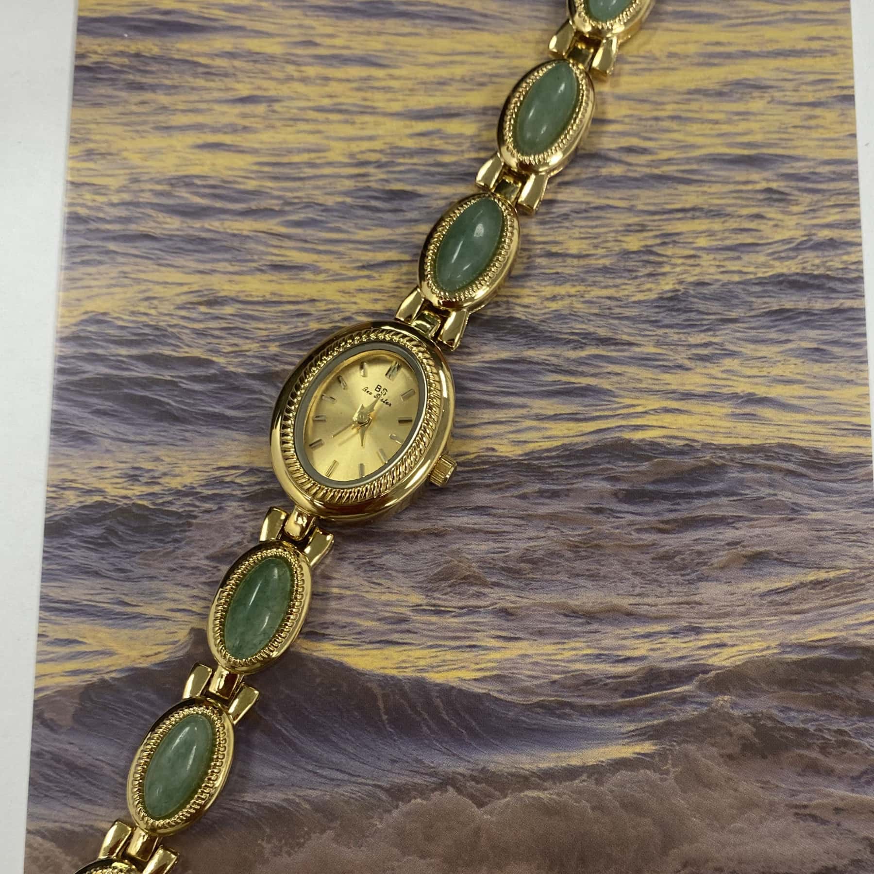 Vintage Style Green Jade Stone Bracelet Watch - WatchwithSun-Dainty ...