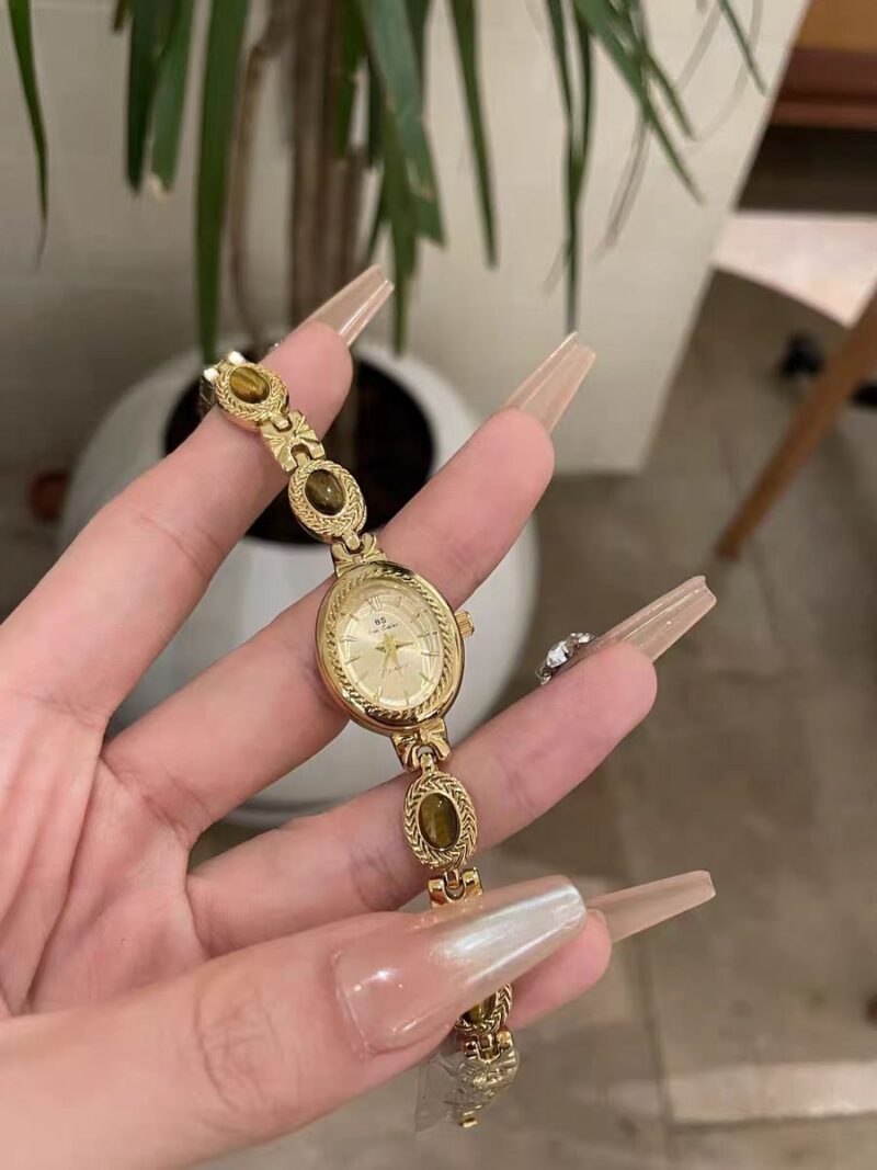 Vintage Natural Tiger's Eye Stone Bracelet Watch - WatchwithSun-Dainty ...