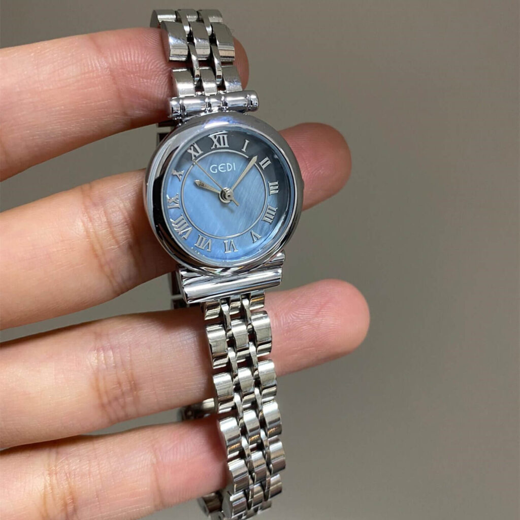 Chic Blue Mother of Pearl Round Face Watch - WatchwithSun-Dainty & Chic ...