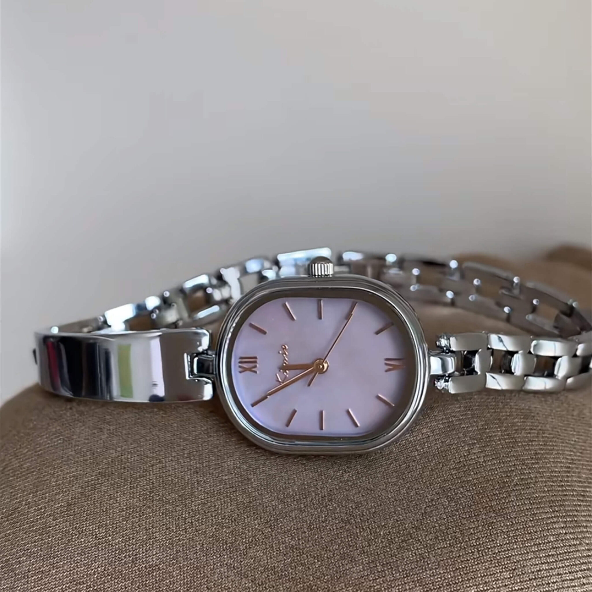 Chic Purple Mother of Pearl Face Bracelet Watch - WatchwithSun-Dainty ...