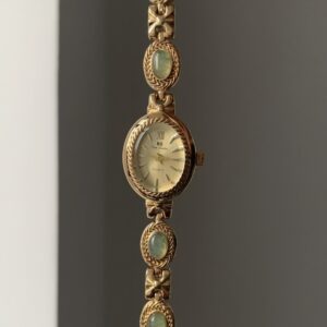 Vintage Oval Face Green Jade Stone Bracelet Watch - WatchwithSun-Dainty ...